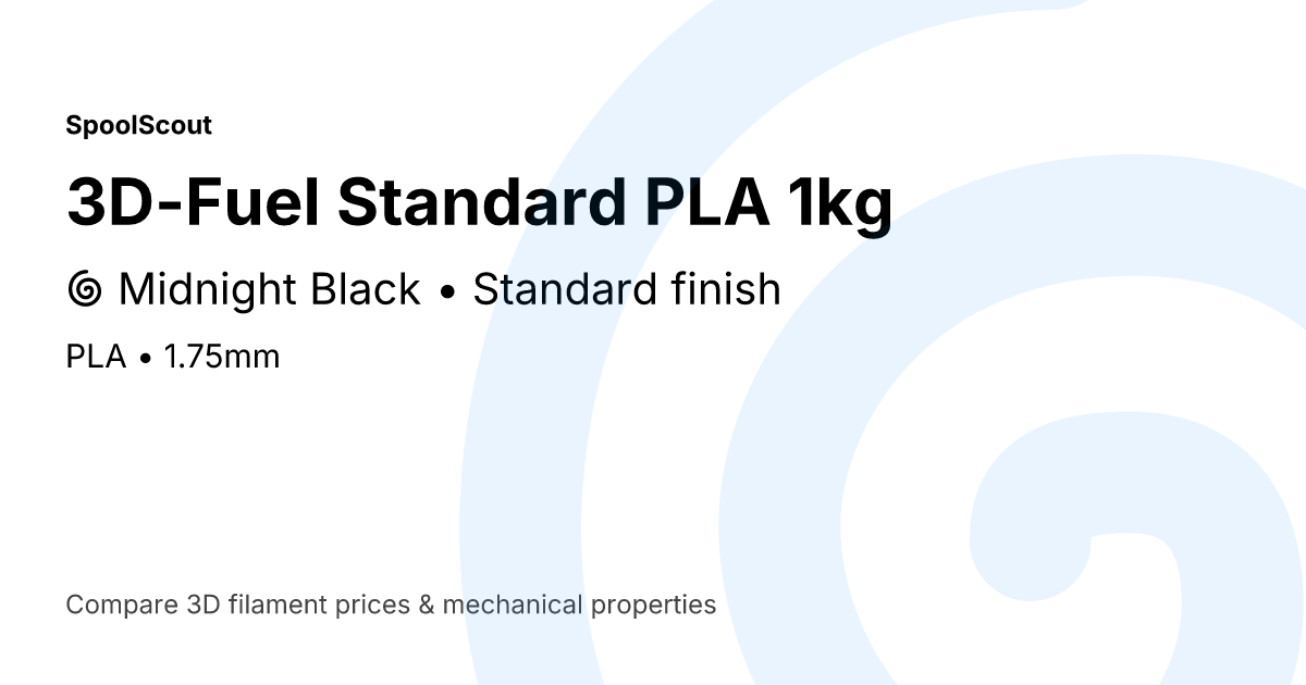 3D-Fuel Standard PLA Midnight Black - $28.95 - SpoolScout