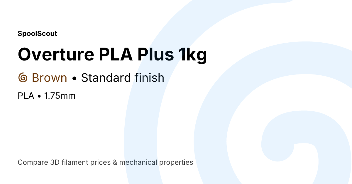 Overture PLA Plus Brown - $24.99 - SpoolScout