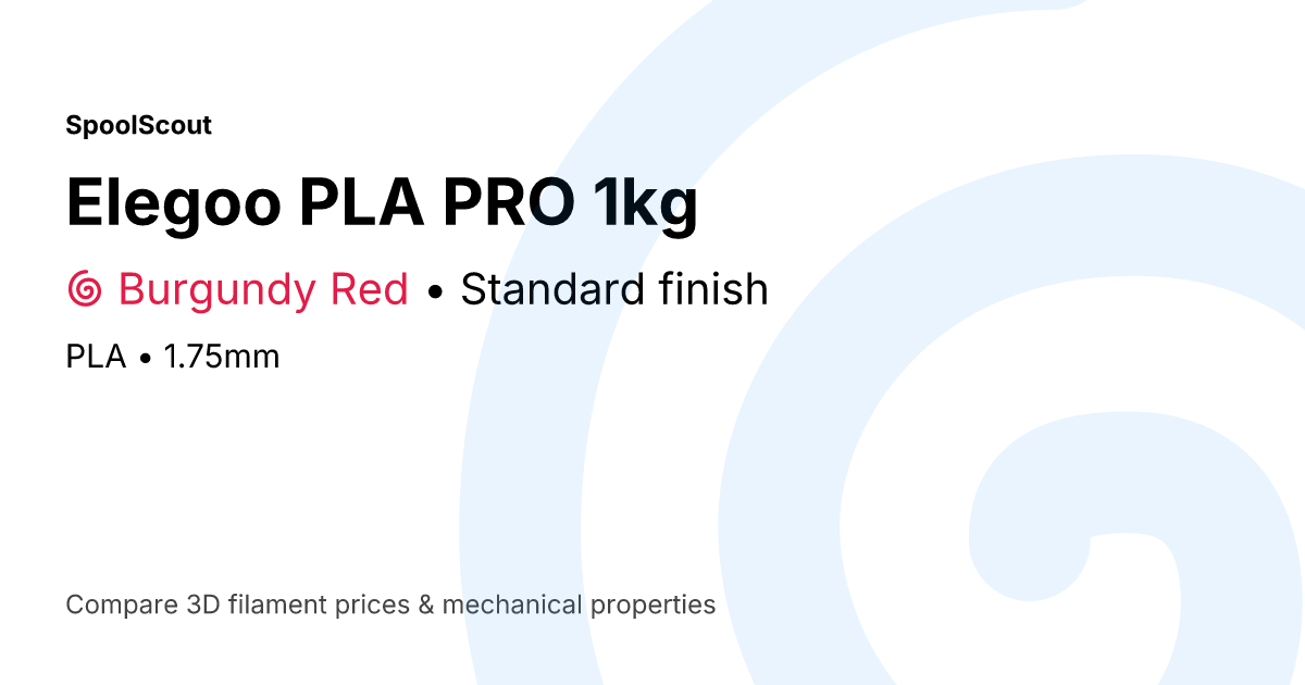 Elegoo PLA PRO Burgundy Red - $19.99 - SpoolScout