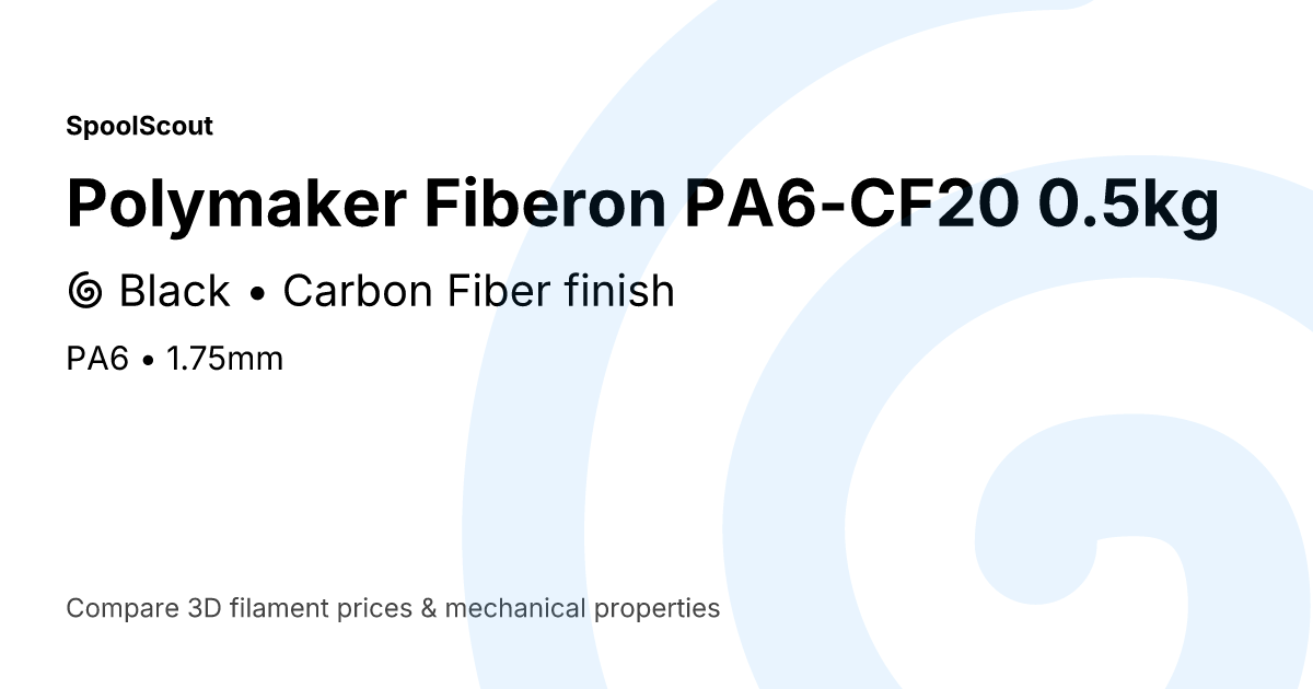 Polymaker Fiberon PA6-CF20 Black - $39.99 - SpoolScout