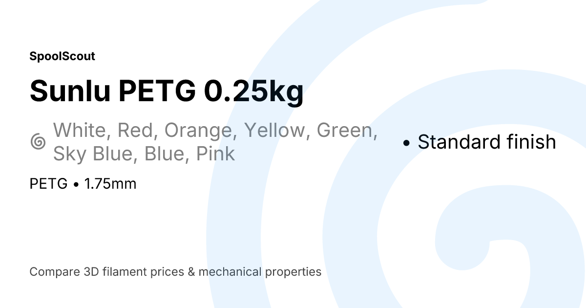 Sunlu PETG White, Red, Orange, Yellow, Green, Sky Blue, Blue, Pink ...