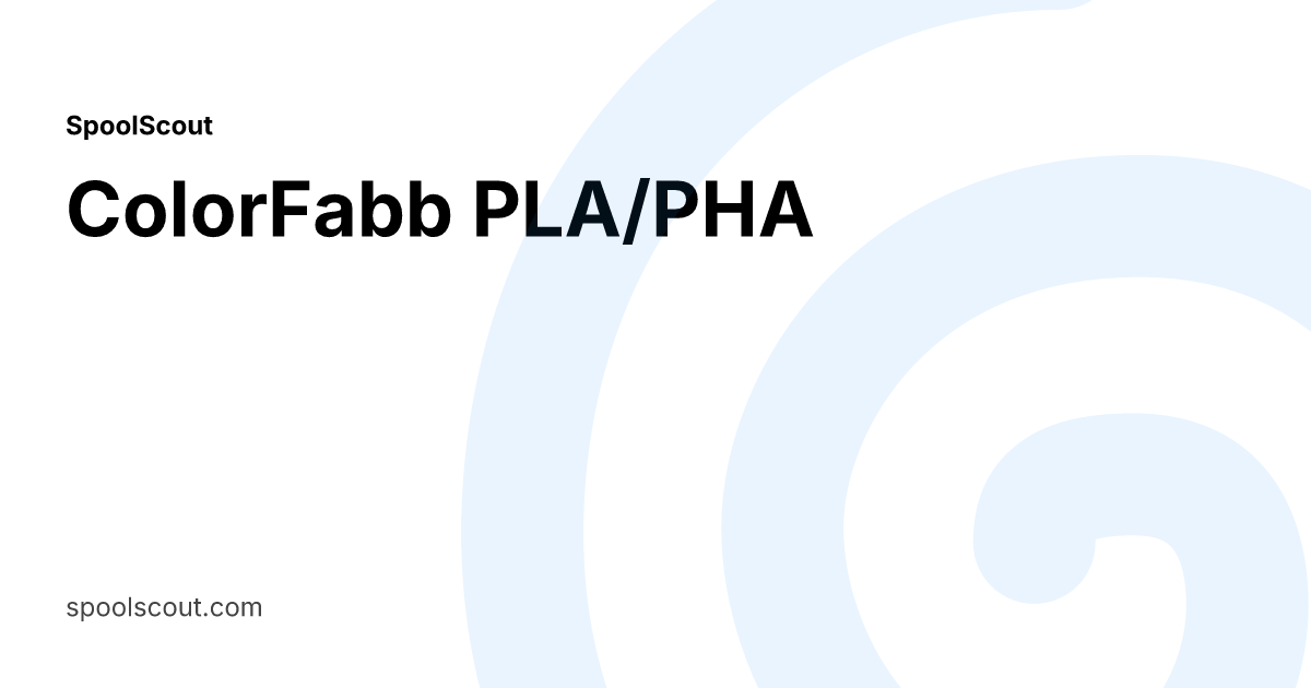 ColorFabb PLA/PHA Data Sheet - SpoolScout