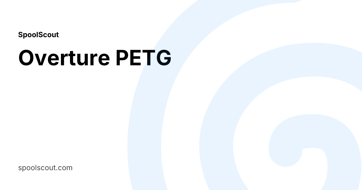 Overture PETG Data Sheet - SpoolScout